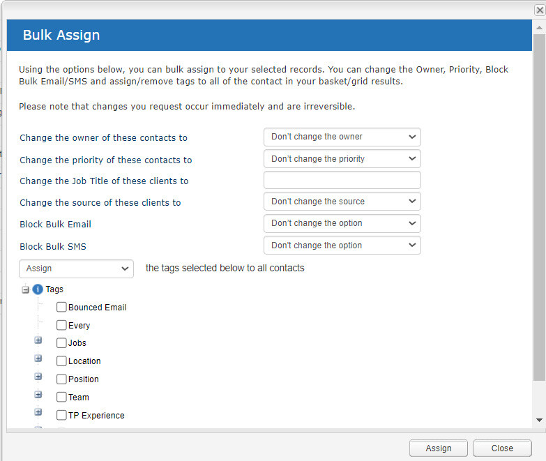 Bulk Assigning Client Records